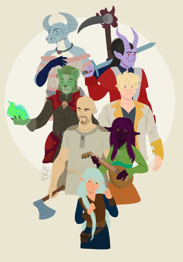 DnD party poster Fantasy and si-fi. RPG tabletop custom illustration ...