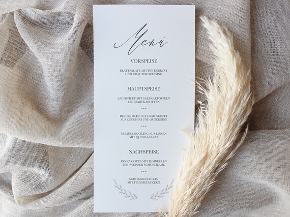 Menu Cards Place Cards With Individual Content White | Etsy