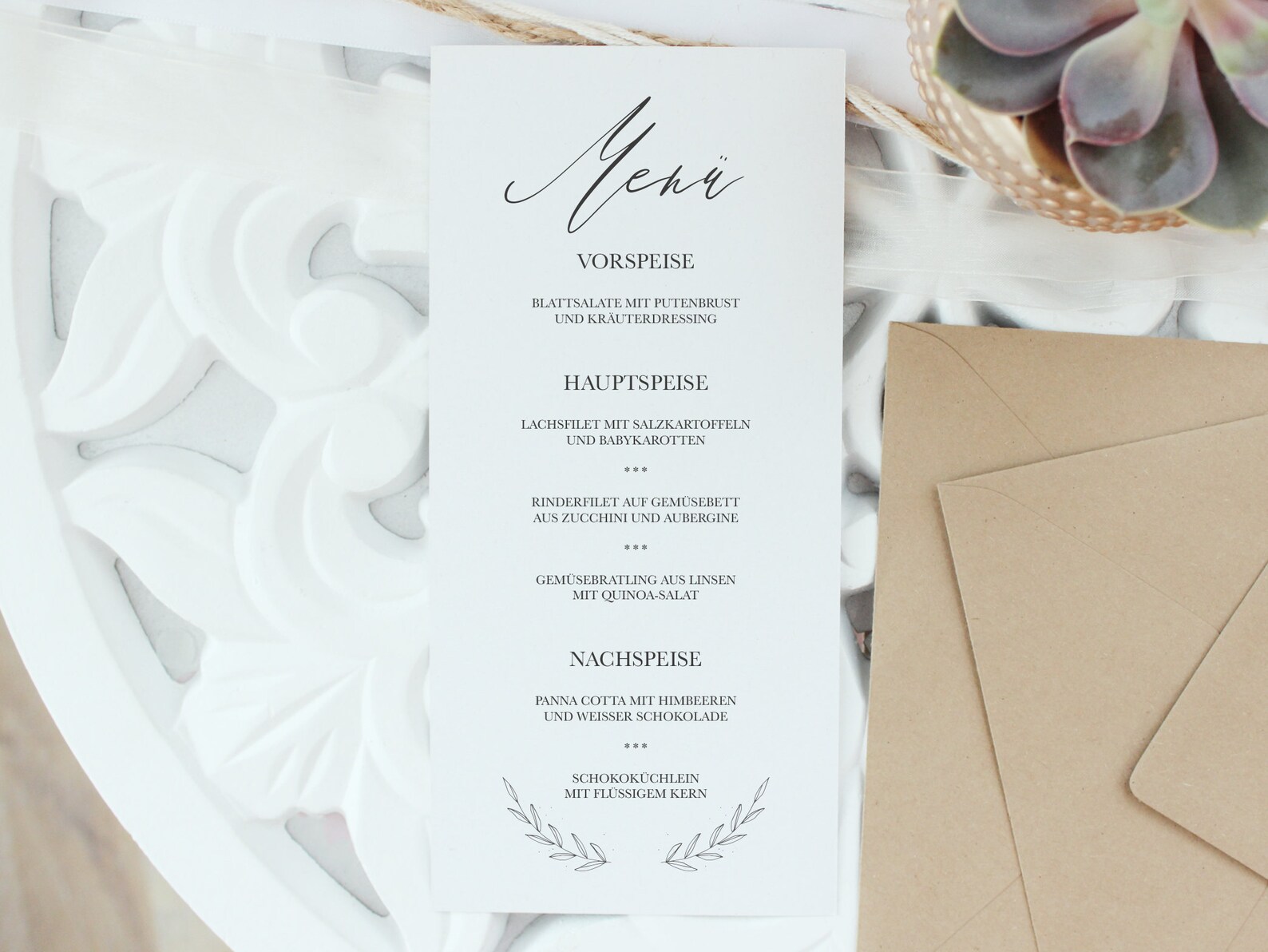 Menu cards Place cards with individual content white | Etsy