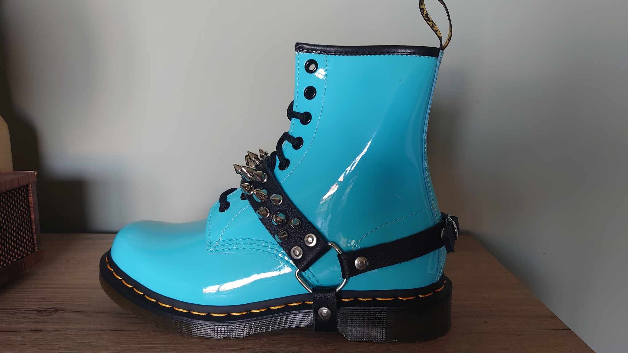 Black Leather Bootstrap and Silver Studs, Boot Harness / Punk Style ...