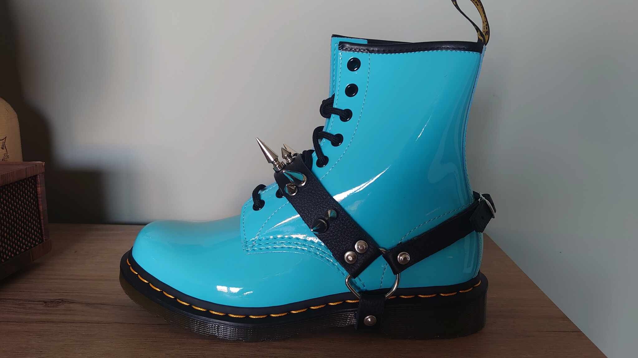 Black Leather Bootstrap and Silver Studs, Boot Harness / Punk Style ...