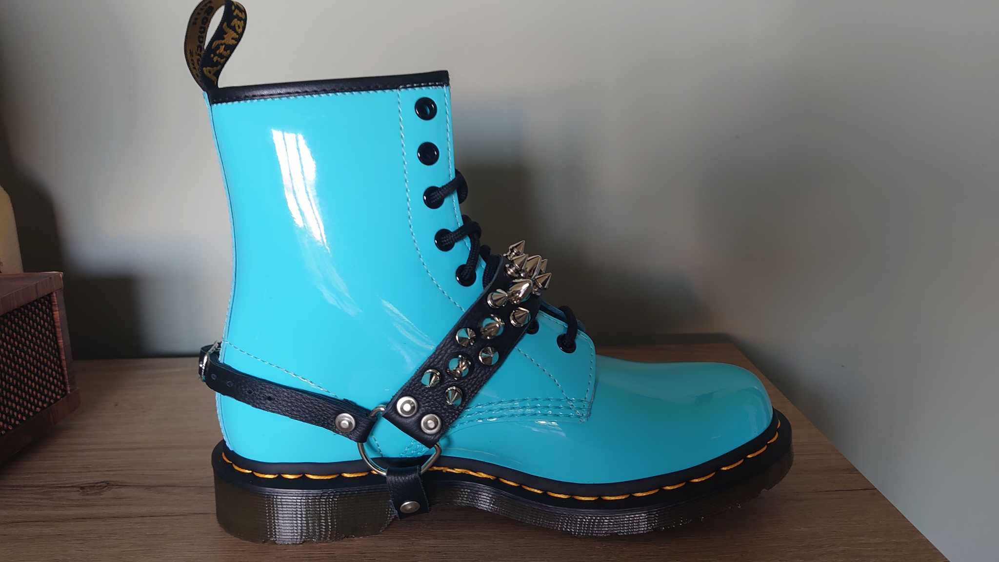 Black Leather Bootstrap and Silver Studs, Boot Harness / Punk Style ...
