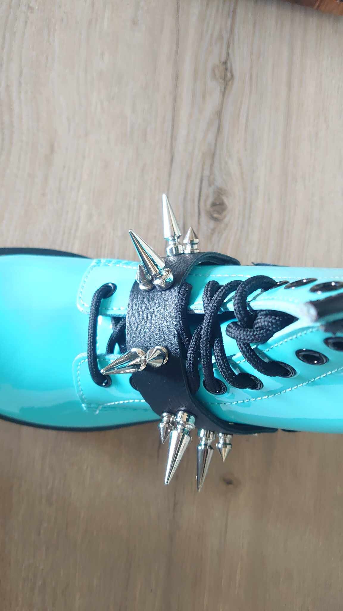 Black Leather Bootstrap and Silver Studs, Boot Harness / Punk Style ...