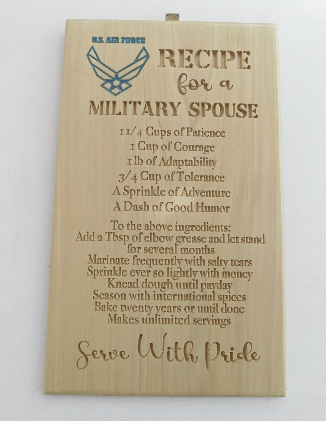 Recipe for a Military Spouse U.S. Air Force - Etsy