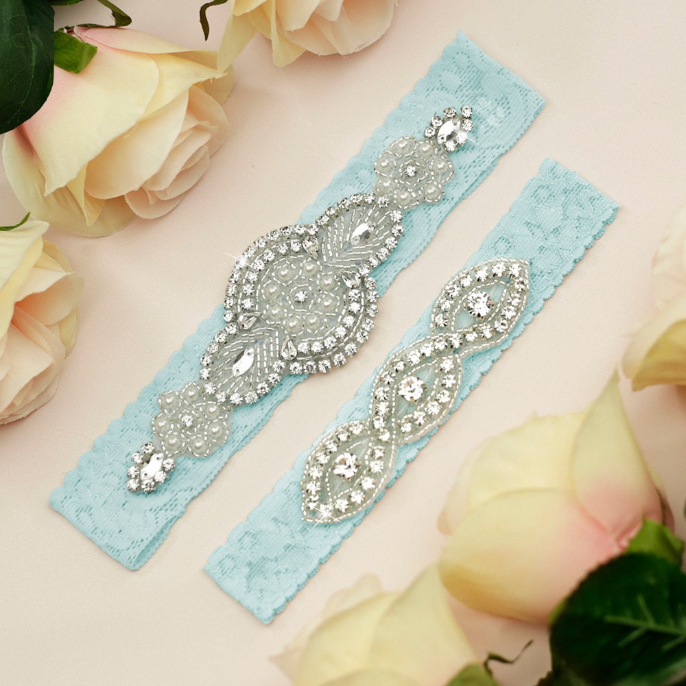 Light Blue Garter, Wedding Garter Set, Vintage Garter, Blue Garter ...