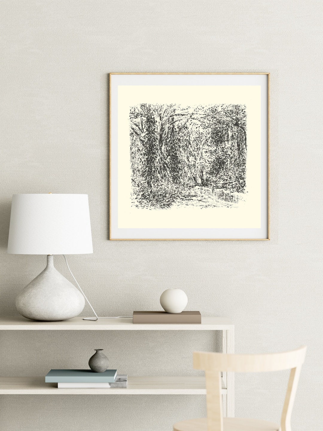 Landscape Sketch | Vintage Etching | Forest Trees Drawing PRINTABLE ...