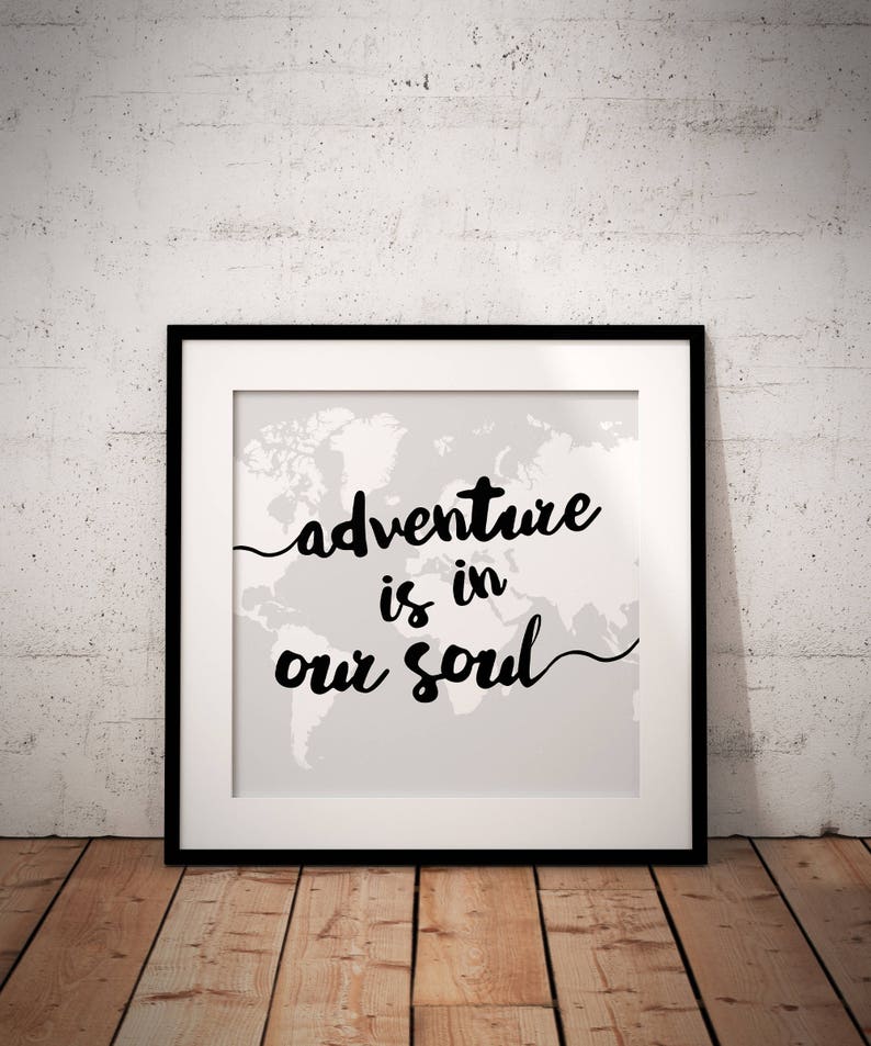 Adventure is in Our Soul - Modern Square Travel Wall Art - Minimal ...