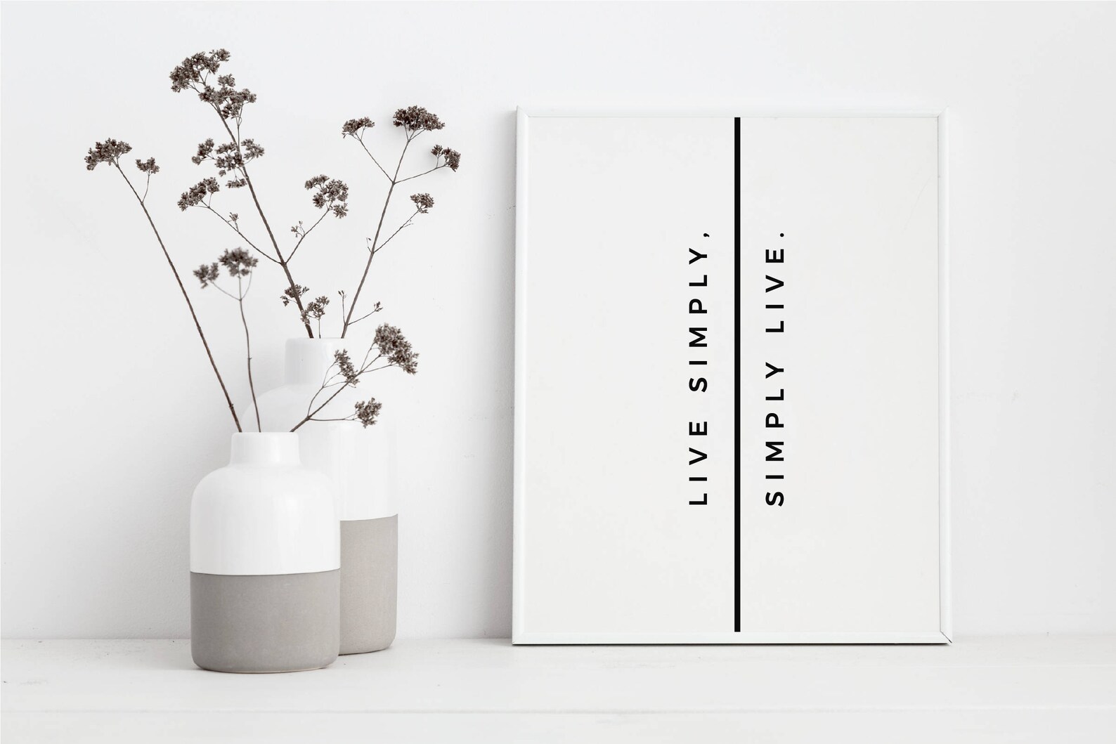 Live Simply Simply Live Black and White Minimal Line Art - Etsy