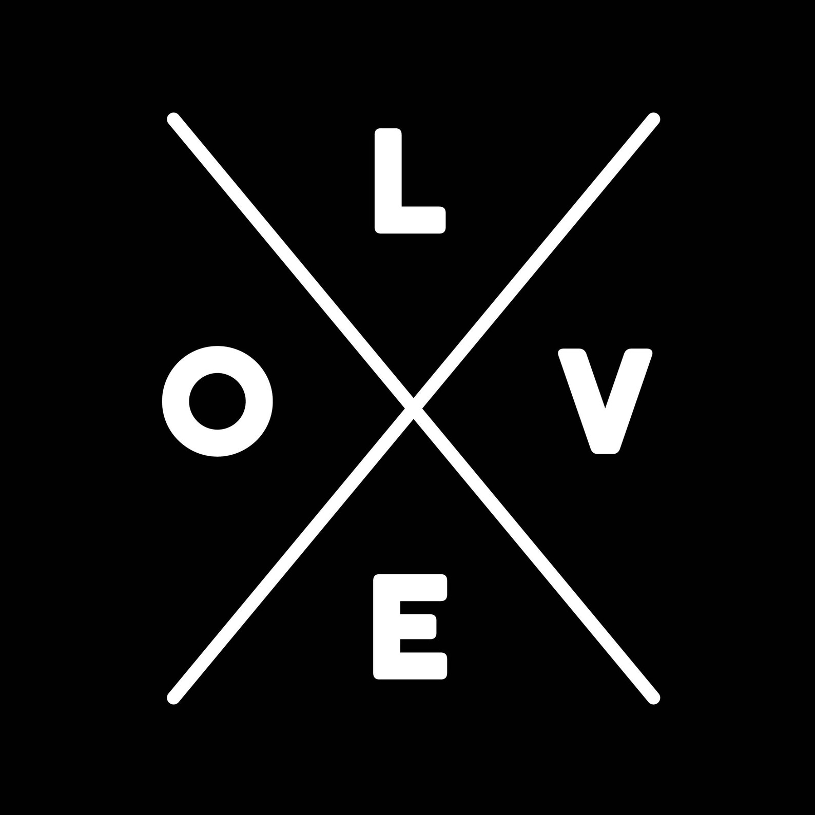 LOVE CRISS CROSS Square Modern Wall Art Minimal Digital Black and White ...