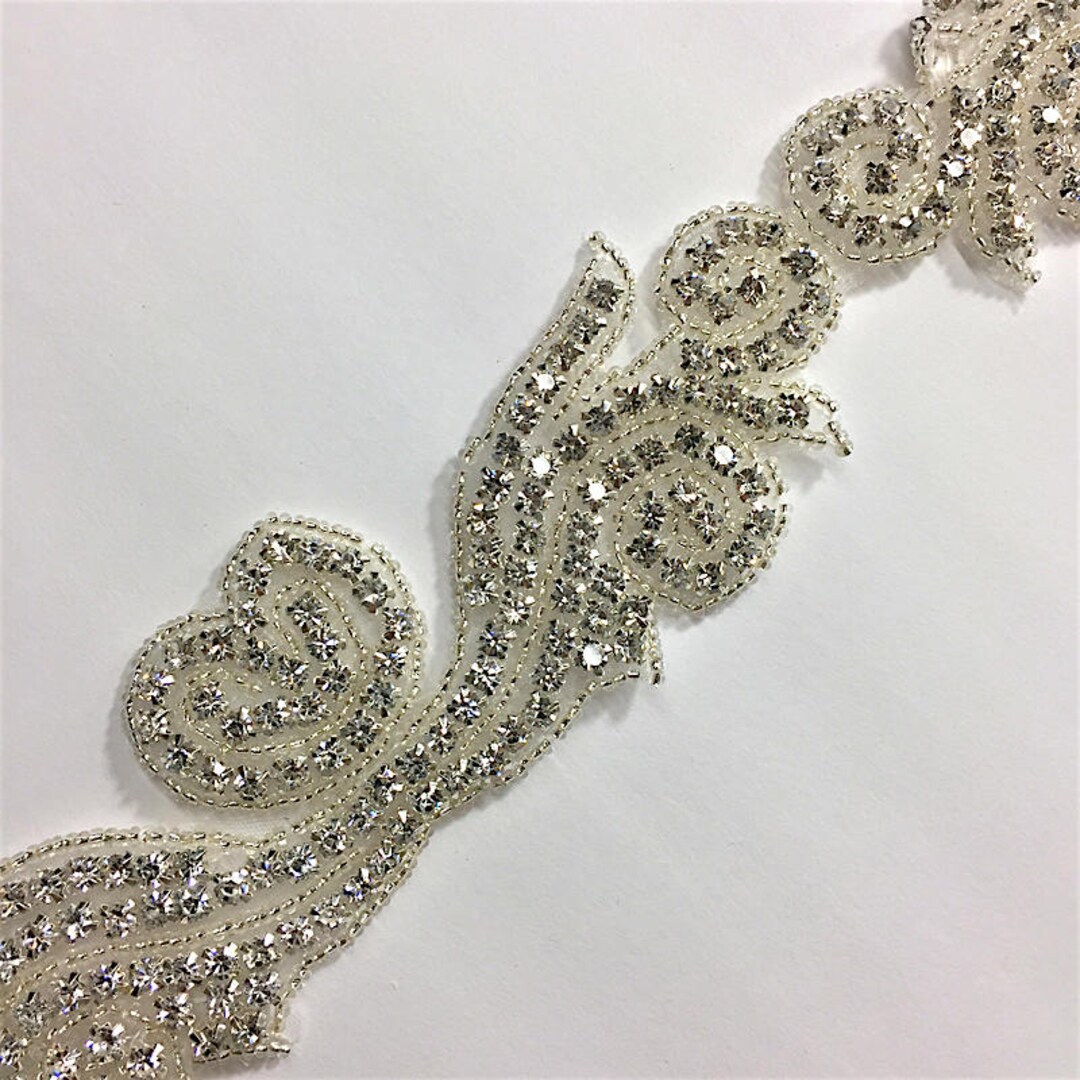 1 3/4" Crystal Beaded Rhinestone Trim Silver #QRBM022106 - Etsy