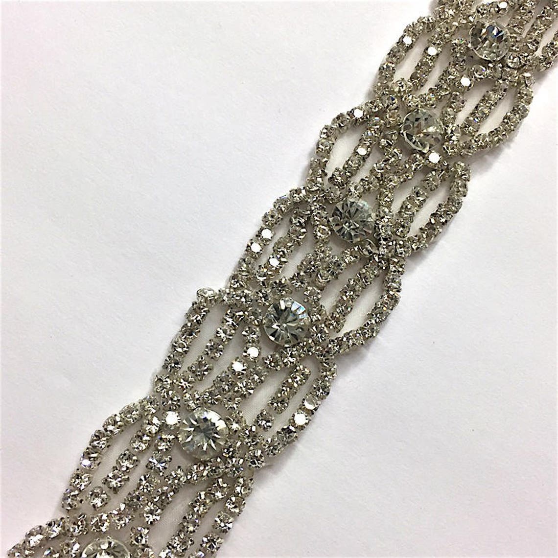 1 1/2 Crystal Beaded Rhinestone Trim Silver QRGY6026 - Etsy