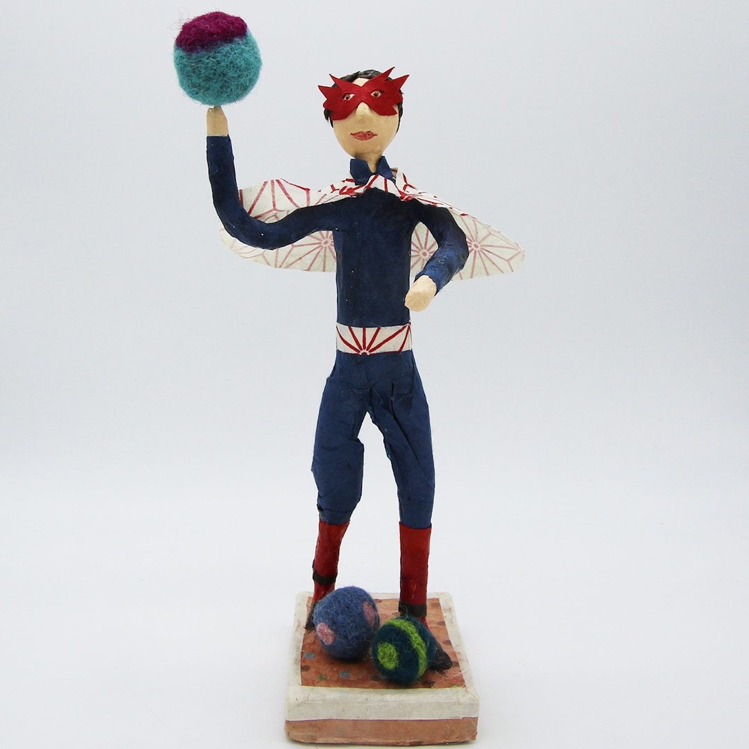 Sculpture of Paper Mache Young Man With Balloons Entirely Handmade - Etsy