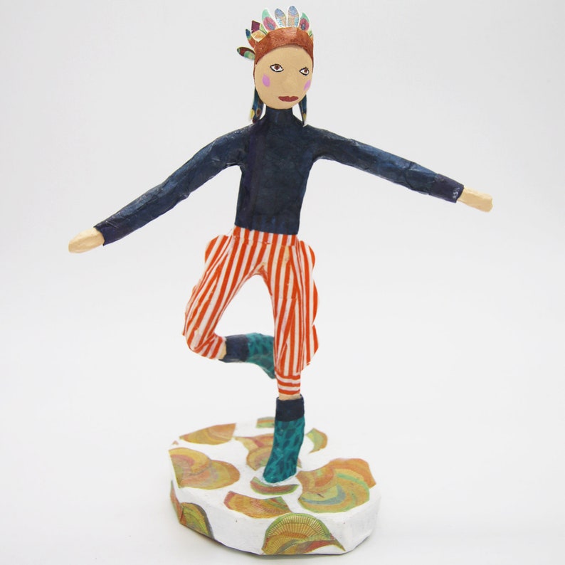 Sculpture of Paper Mache Young Dancer With Indian Headdress's Entirely ...