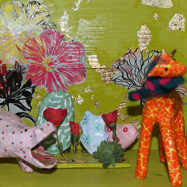 3D Box or Diorama, Entirely Hand Made With Paper Mache Animals ...