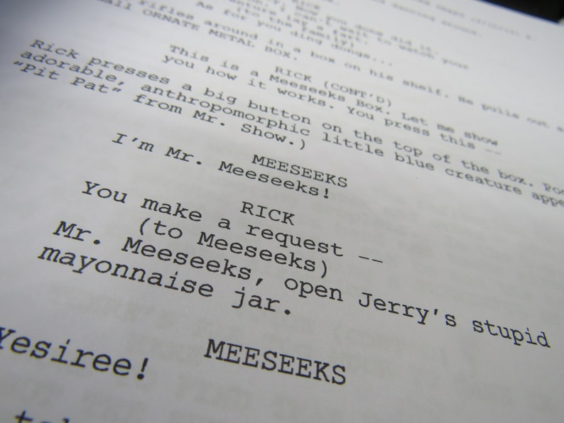 Rick and Morty 105 (meseeks and Destroy) Script - TV Script Replica - Etsy