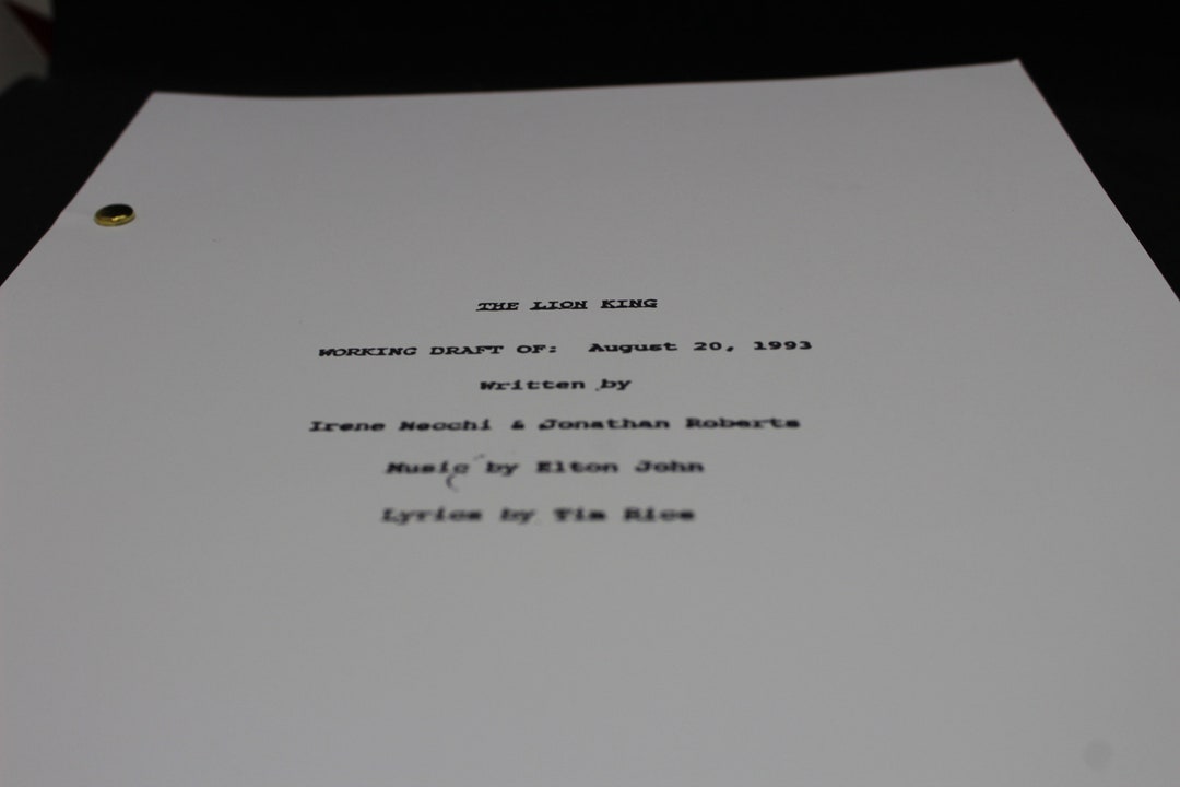 The Lion King Script - Movie Script Replica - Etsy