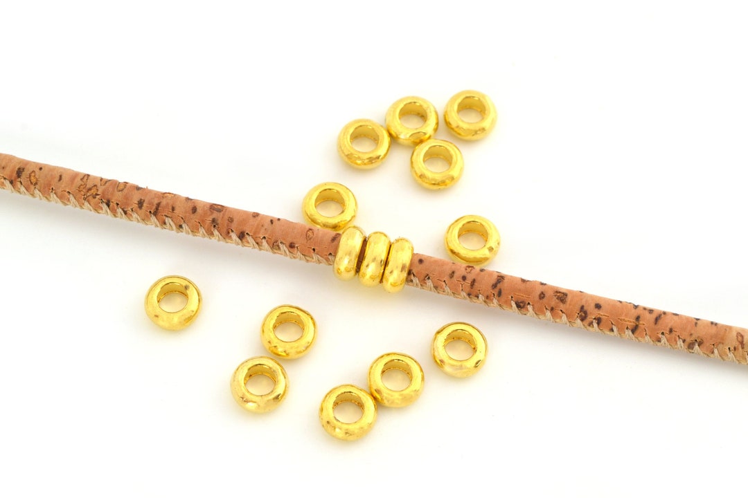 20 Golden Roundel Beads With Large Metal Holes 7x3mm - Etsy