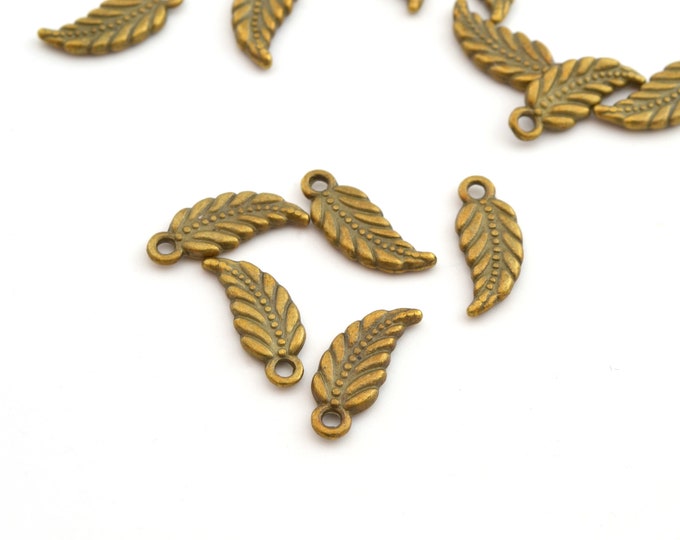 5 Bronze Ethnic Feather Charms 18 Mm - Etsy