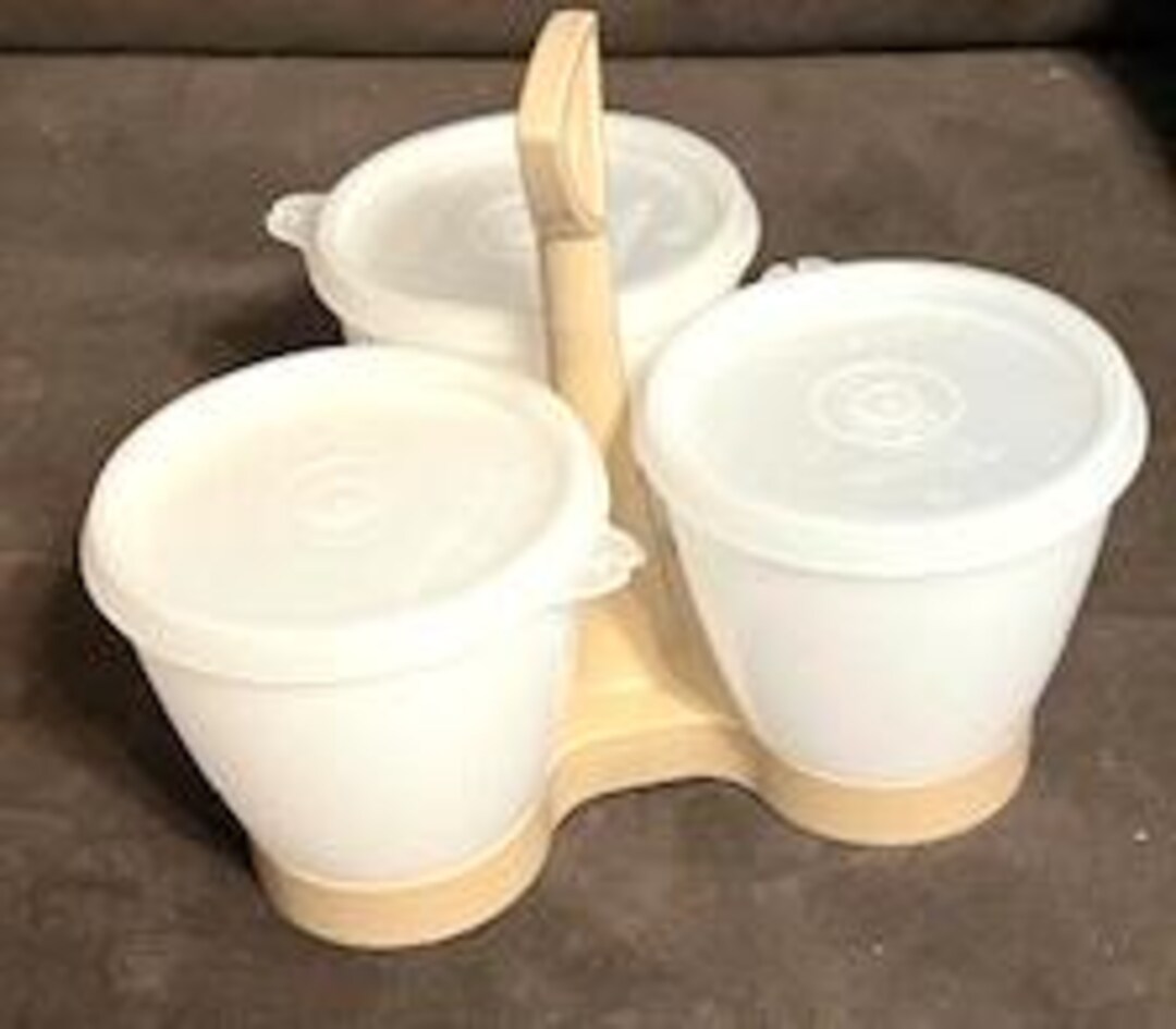 Vintage Tupperware Condiment Caddy. 1970s Beige Base With White ...