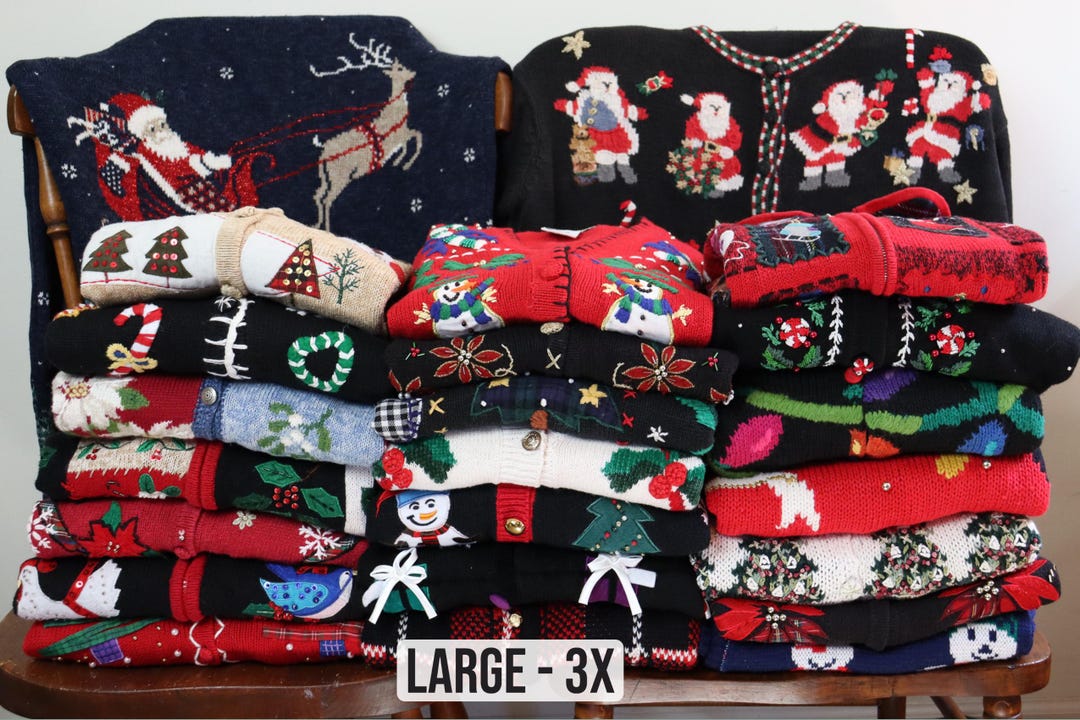 Vintage Christmas Sweaters & Vests| Adult Sizes LARGE - 3X | 70s, 80s ...