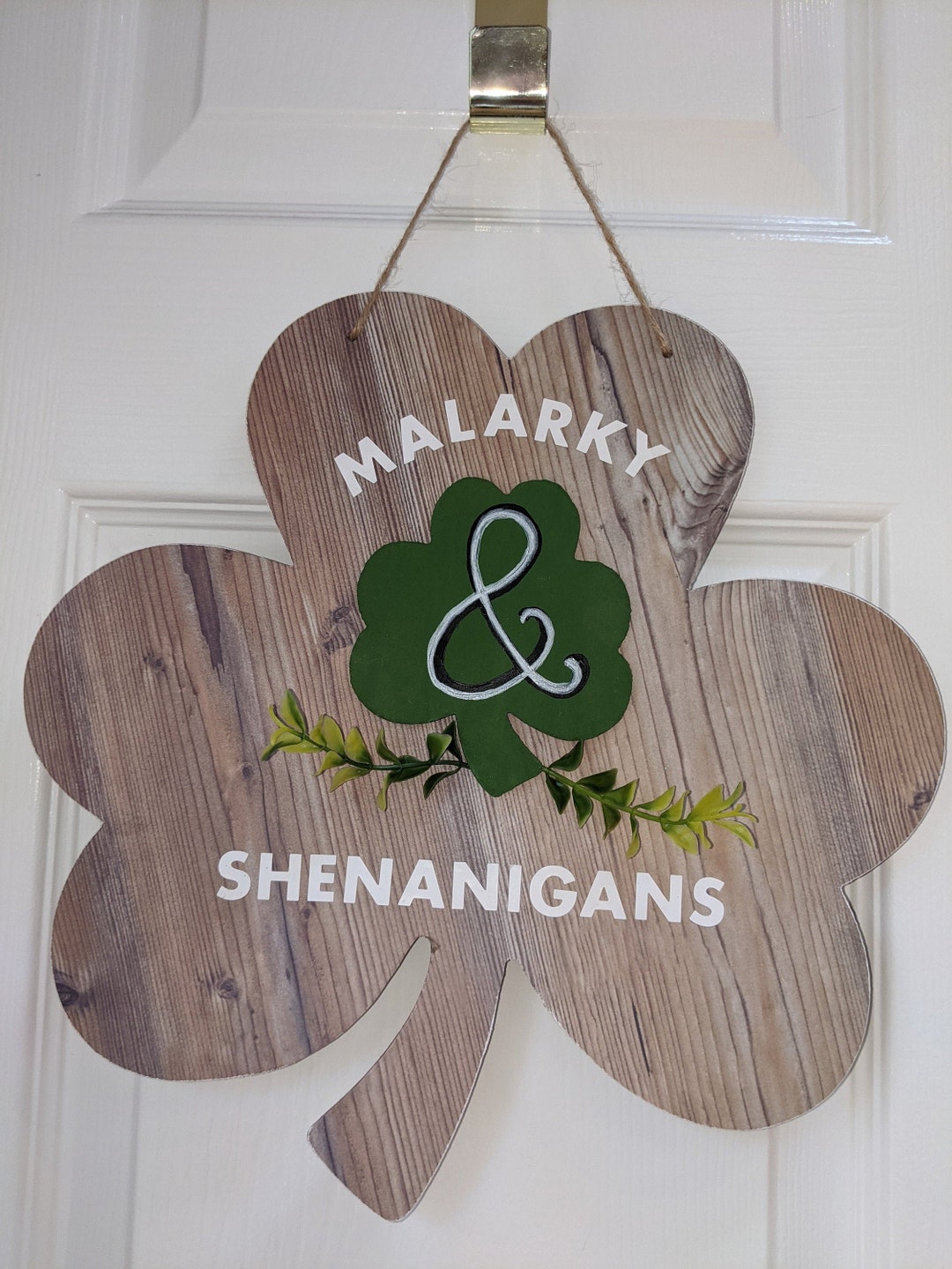 Malarky and Shenanigans Rustic Wood Like St. Patrick's Day Shamrock ...