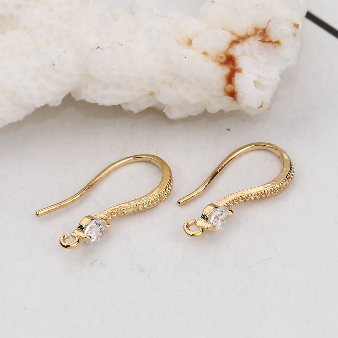 Support boucle d'oreille Hameçon plaqué Or et Strass - Etsy France