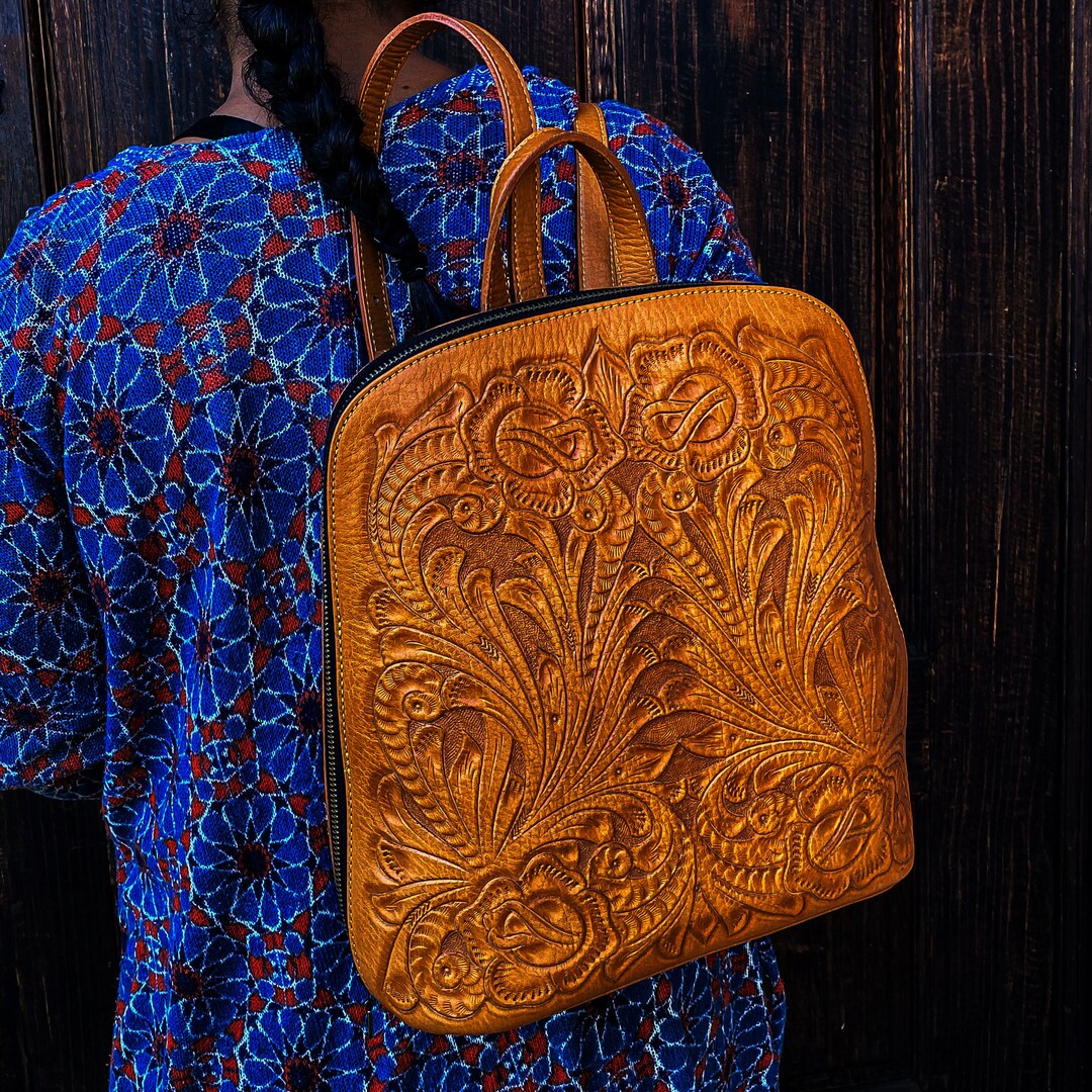 Hand-tooled Leather Backpack Makan Honey - Etsy Australia