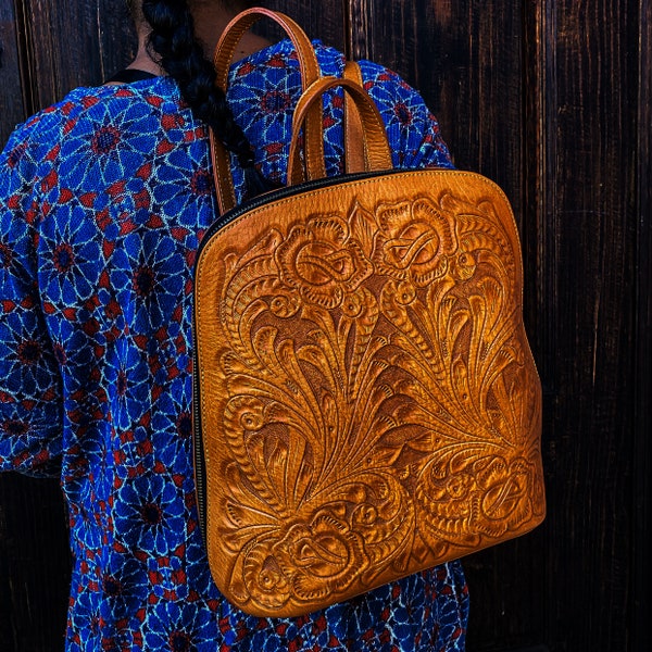 Leather Tooled Backpack - Etsy