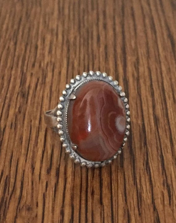 Reddish/Orange Stone w/ Sterling Silver Ring - Gem