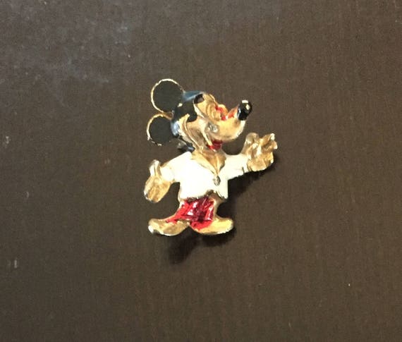 Mickey Mouse Gold White & Red Pin Circa 1960s | Etsy