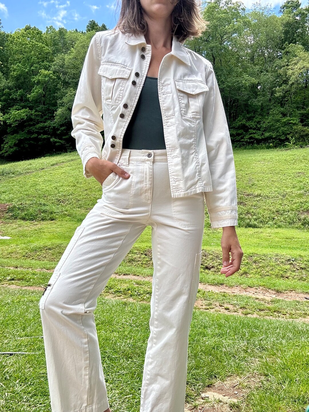 90s Liz Claiborne tabitha Cream Matching Set, M - Etsy