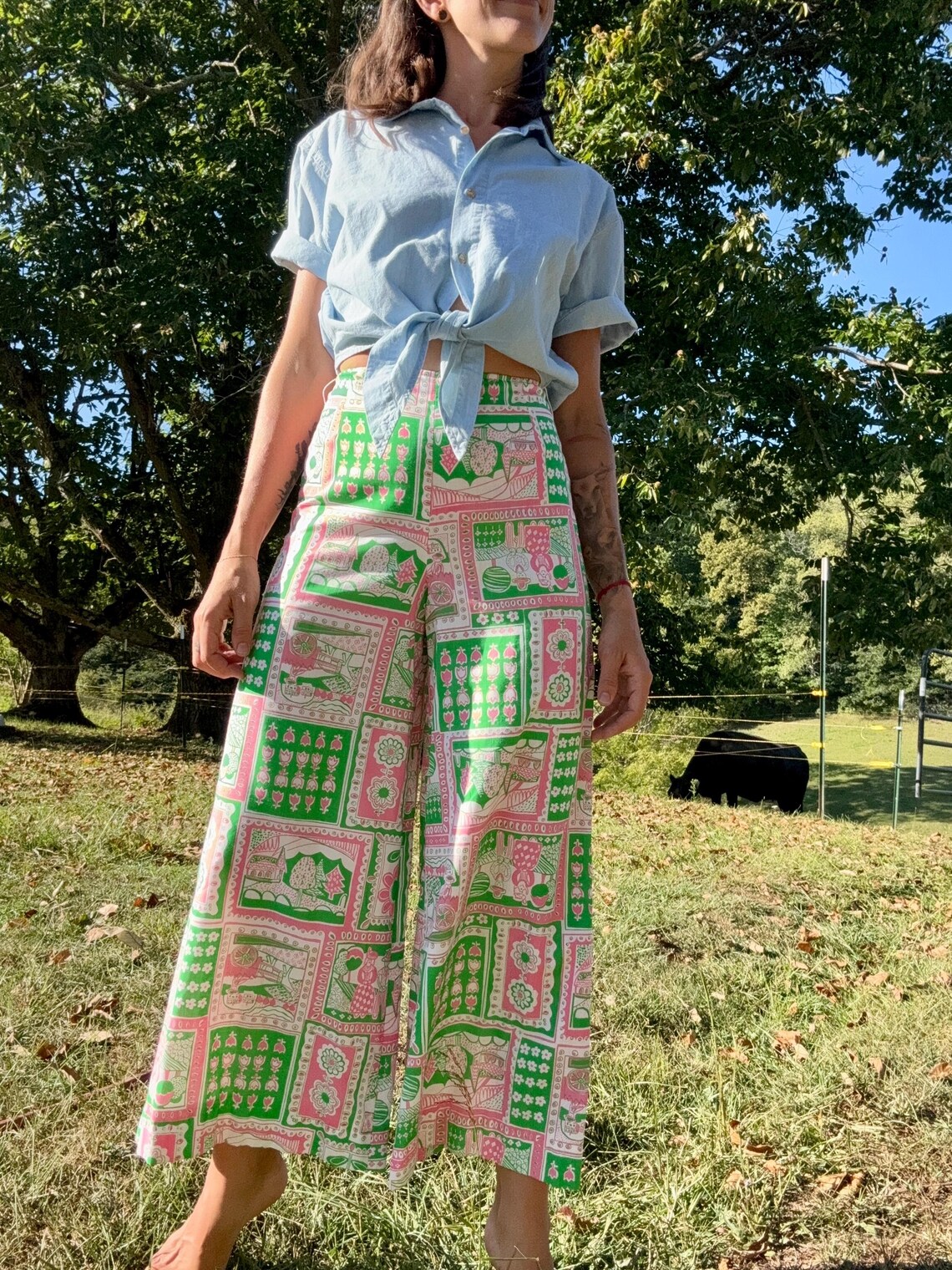 Ah! Austin Hill Novelty Print Wode Leg Pants - Etsy
