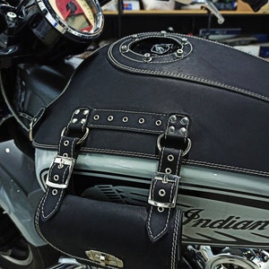 Handmade Leather Fuel Tank Cover With Bags - Indian Scout Motorcycle - Etsy