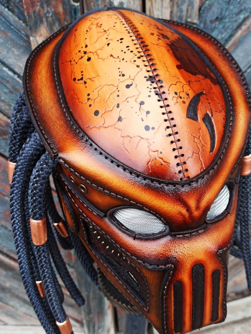 Full Face Leather Mask Biker Mask Dieselpunk Mask Predator - Etsy