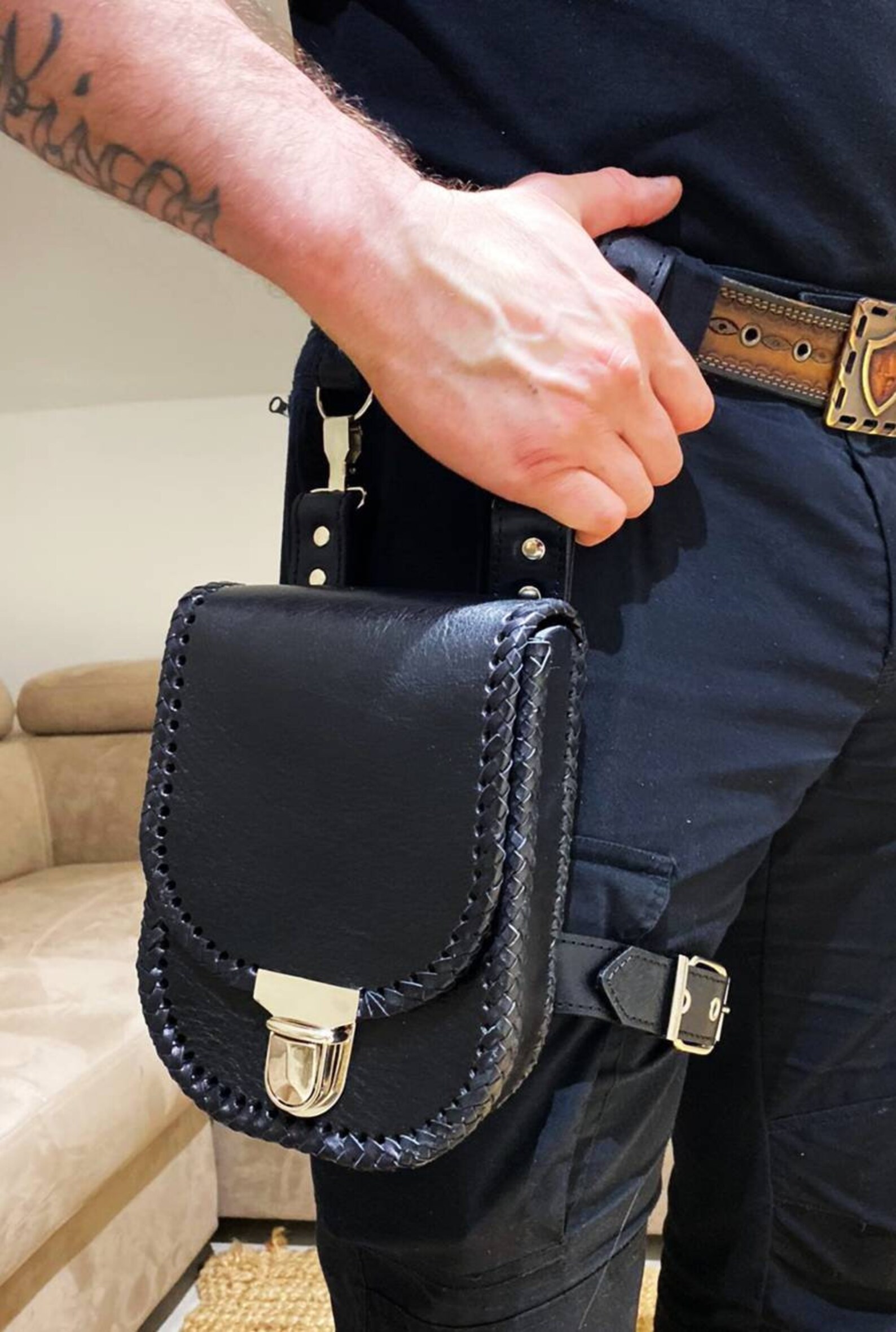 Leather Utility Belt Thigh Bag Thigh Holster Leather Hip - Etsy