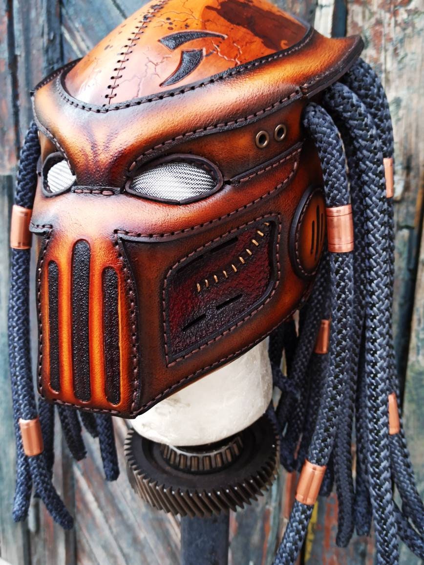 Full Face Leather Mask Biker Mask Dieselpunk Mask Predator - Etsy