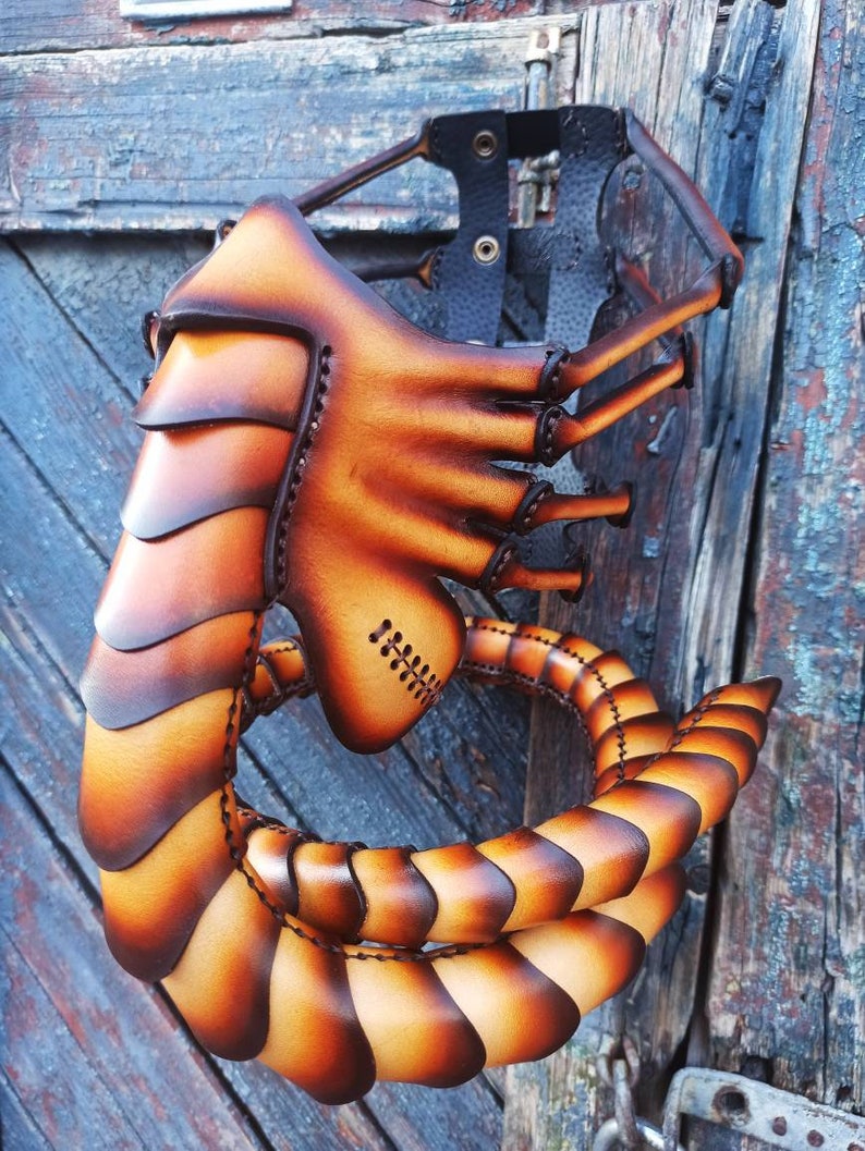 Facehugger Mask Alien Mask Covid Symbol Leather Mask. Streampunk Mask ...