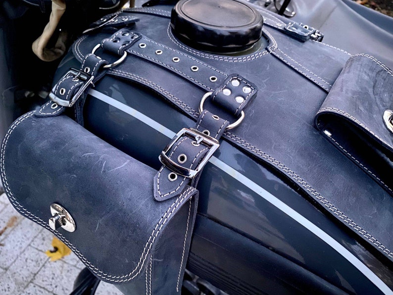 Ural Motorcycle Fuel Tank Cover: Handmade Crazy Horse Leather Gas Bag ...