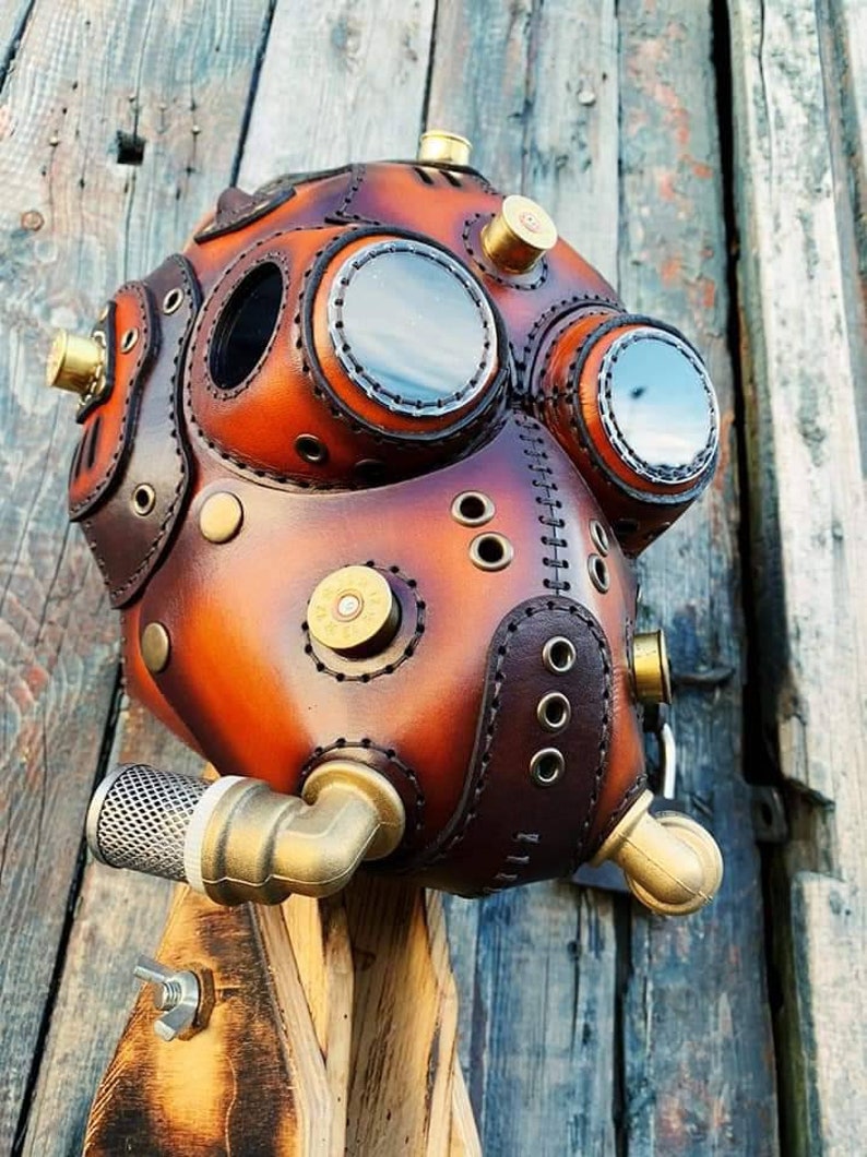 Full Face Leather Mask Biker Mask Dieselpunk Mask Wind - Etsy
