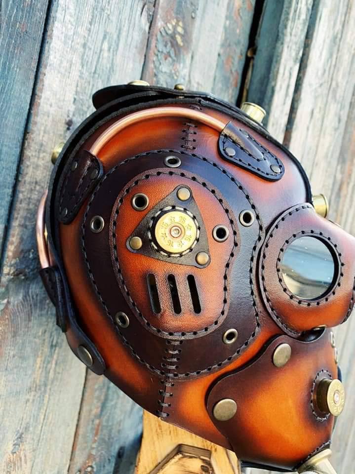 Full Face Leather Mask, Biker Mask, Dieselpunk Mask, Wind Protection ...
