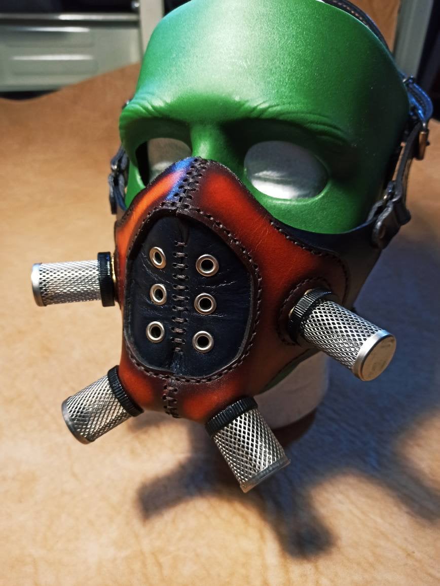 Leather Steampunk Mask, Biker Half Face Respirator - Etsy
