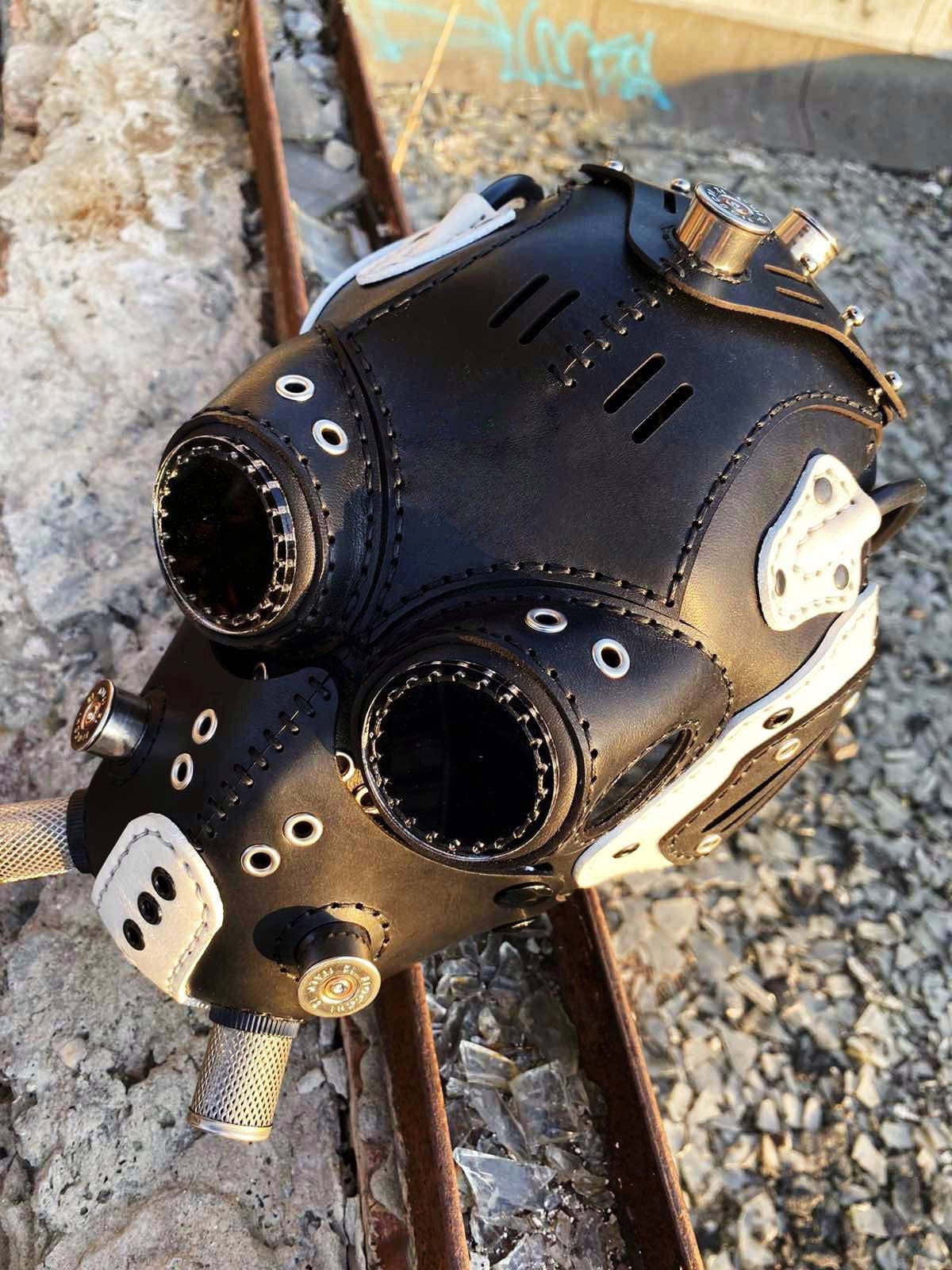Full Face Leather Mask Biker Mask Dieselpunk Mask Covid - Etsy