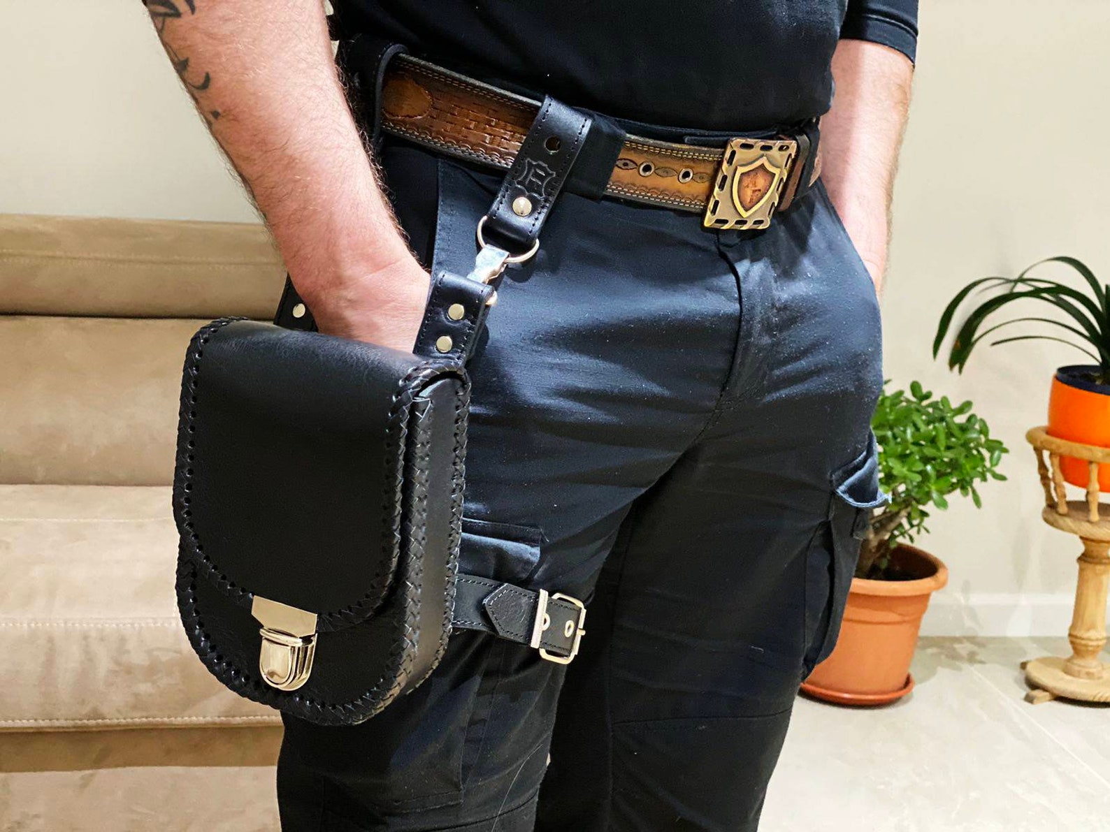 Leather Utility Belt Thigh Bag Thigh Holster Leather Hip - Etsy