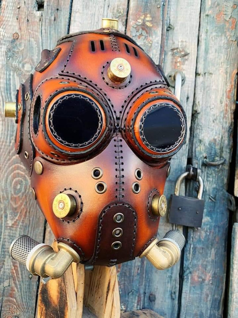 Full Face Leather Mask Biker Mask Dieselpunk Mask Wind | Etsy