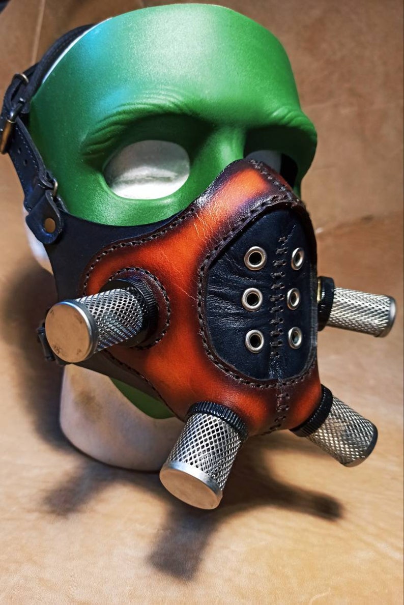 Leather Steampunk Mask, Biker Half Face Respirator - Etsy