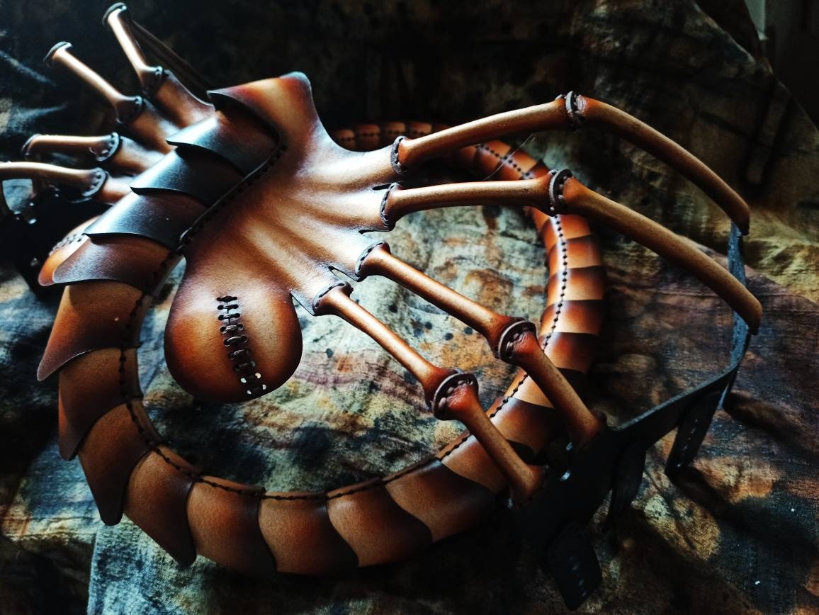 Facehugger Mask Alien Mask Covid Symbol Leather Mask. Streampunk Mask ...