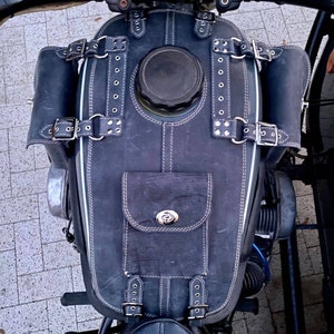 Ural Motorcycle Fuel Tank Cover: Handmade Crazy Horse Leather Gas Bag ...