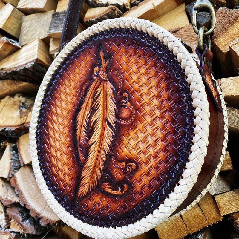 Round Leather Bag - Etsy