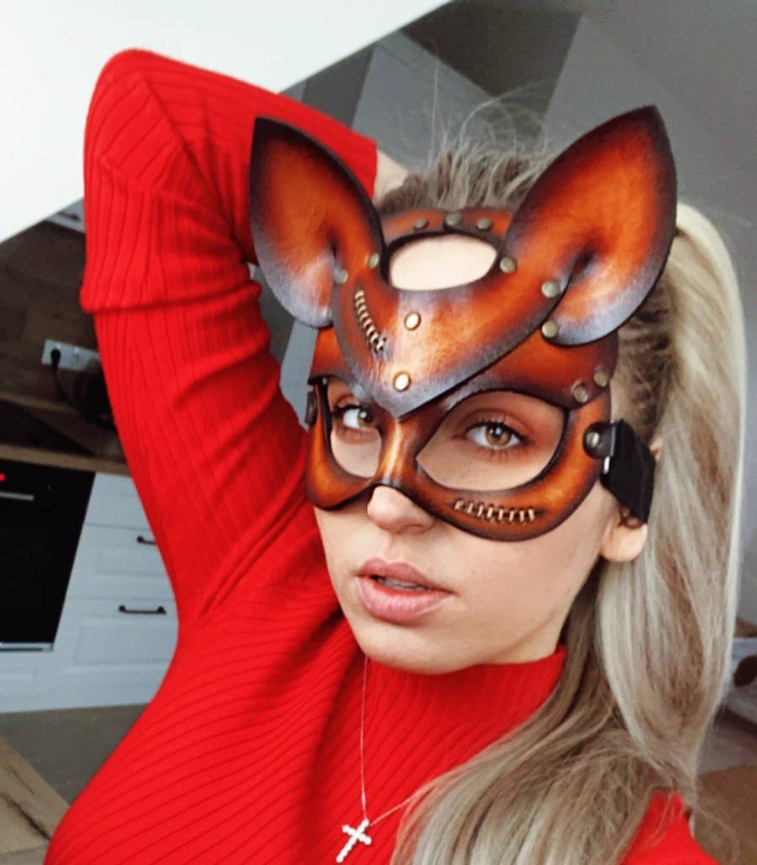 Cat Woman Mask, Mask, Cat Mask, Leather Mask, Foxy Leather Mask, Fox ...