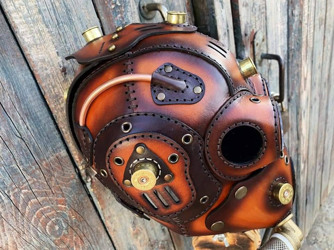 Full Face Leather Mask Biker Mask Dieselpunk Mask Wind - Etsy